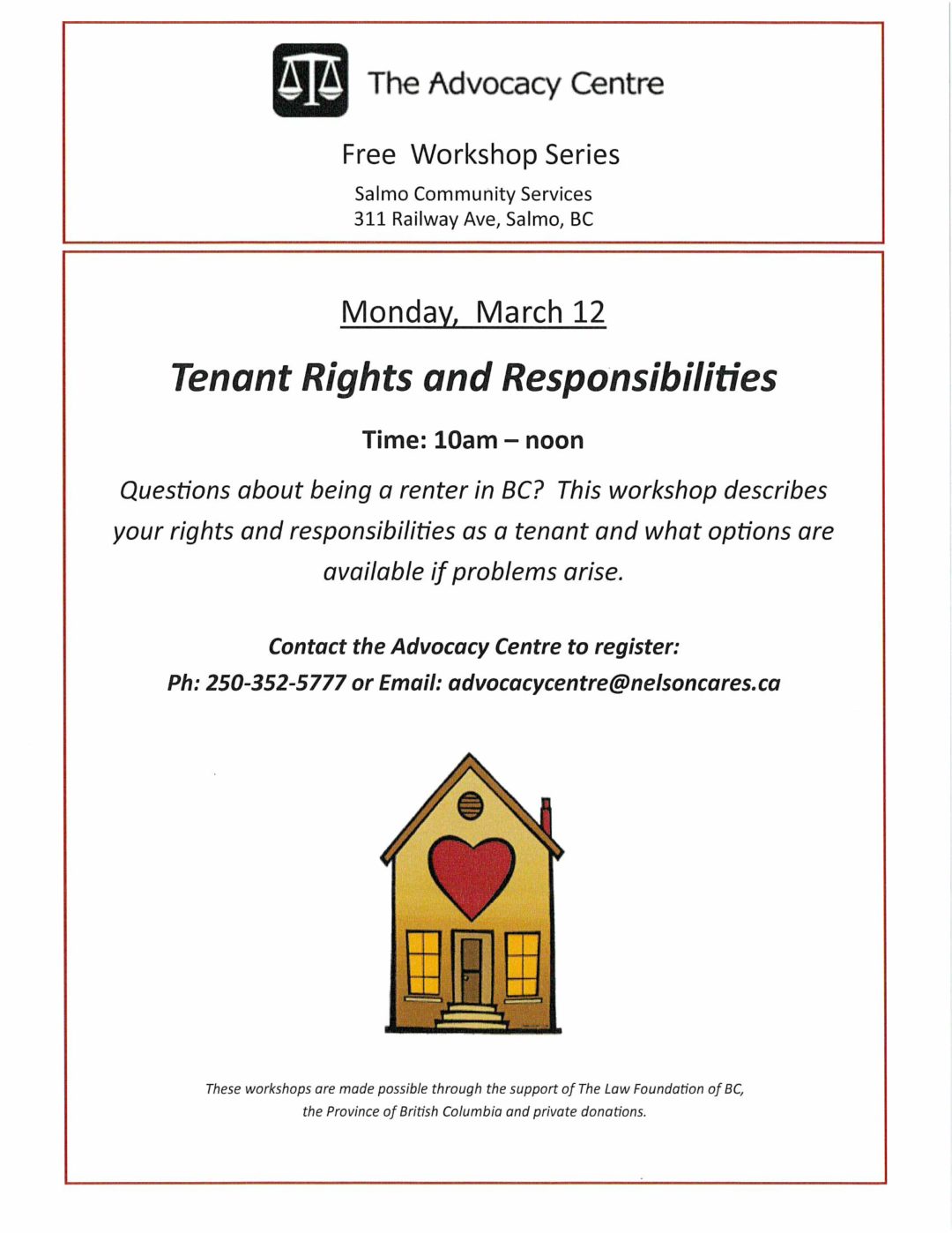 Advocacy - Tenant Rights and Responsibilities workshop | Salmo ...