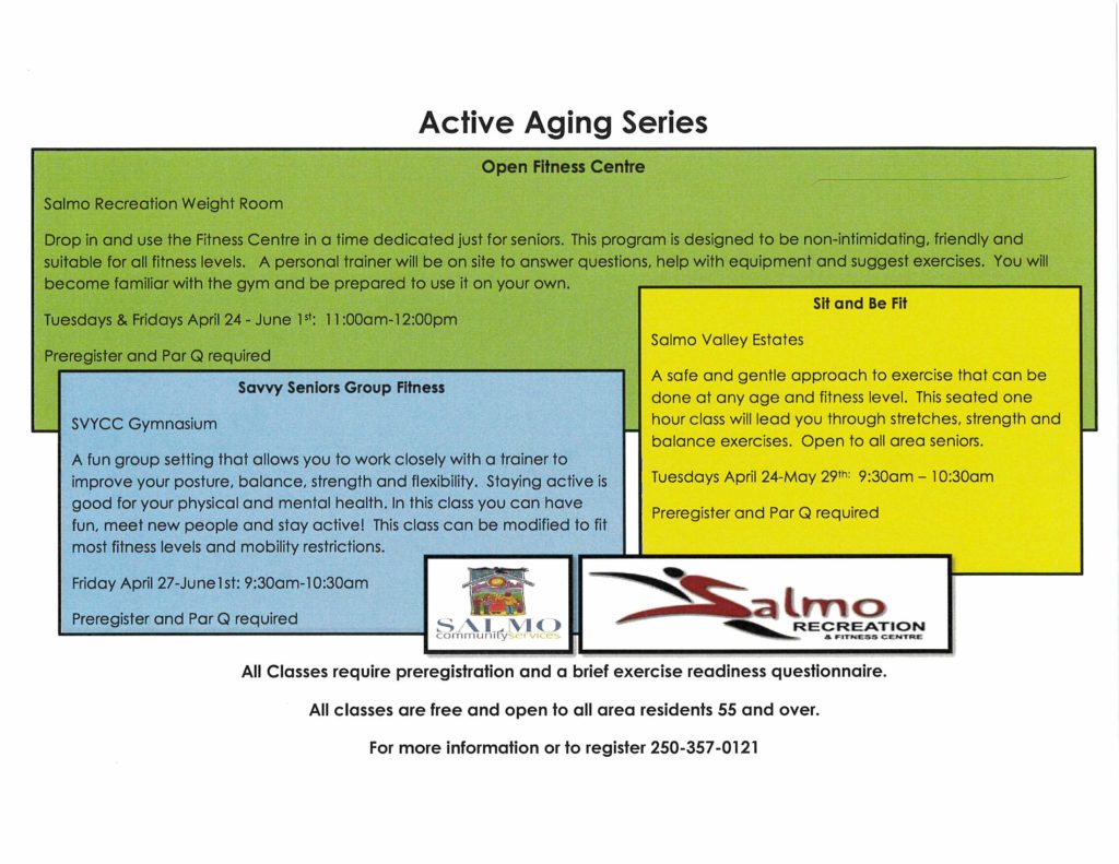 Active Aging - Savvy Seniors Group Fitness | Salmo Community Resource ...